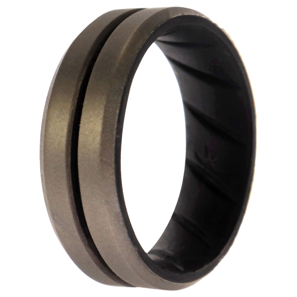 ROQ | Accessories | Silicone Wedding Br Middle Line Ring Blacksilver By ...